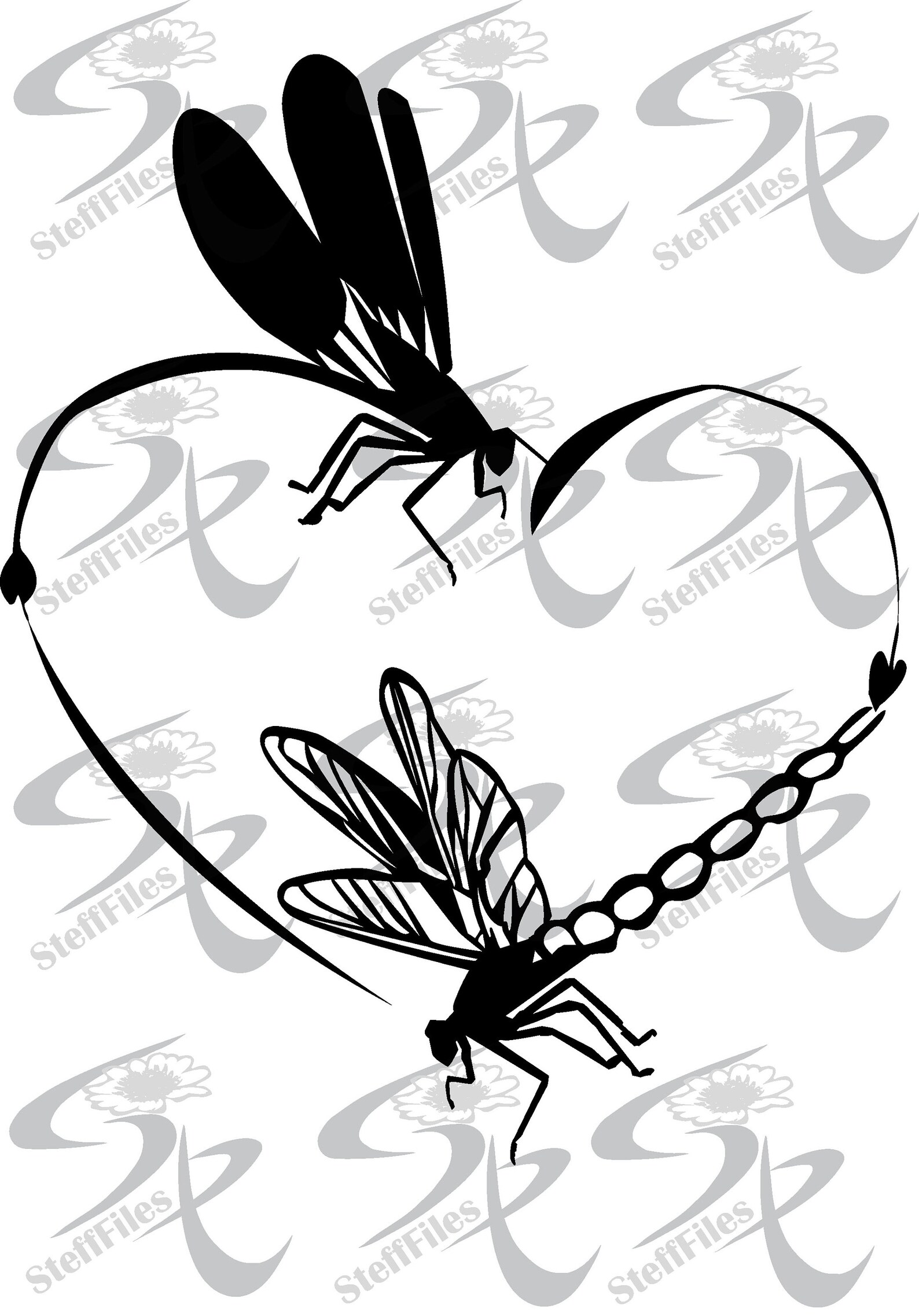 Vector Dragonfly Love Heart Clipart Silhouette Valentines - Etsy