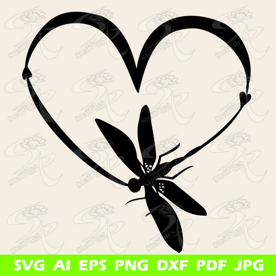 Vector DRAGONFLY HEART Love Clipart Valentines SVG Dxf - Etsy