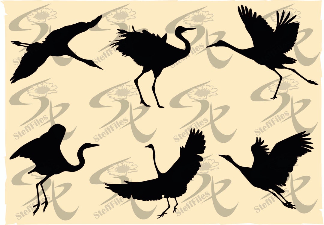 CRANES BIRDS svg, Cranes SVG dxf ai, png, eps, jpg,Silhouette, various ...