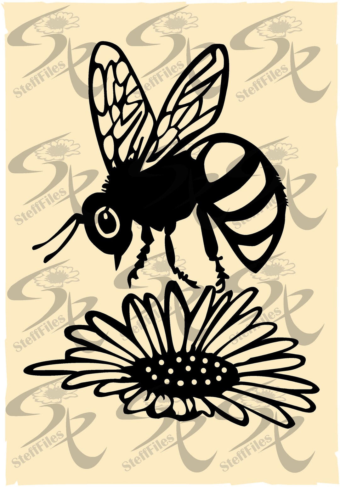Bee Daisies Svg Dxf, Silhouette, Eps, Ai, Png, Jpg, Clipart, Graphical ...