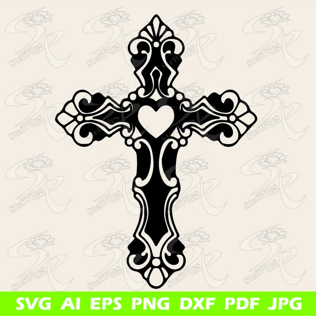 JESUS KREUZ SVG dxf, Kreuz mit Herz svg, ai, png, eps, jpg, Download ...