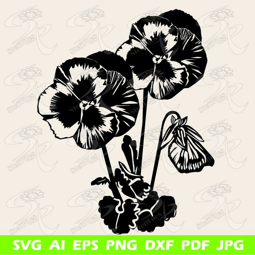 VIOLETS FLOWERS SVG, Violet Png, Dxf, Ai, Eps, Violet Stencil, Download ...
