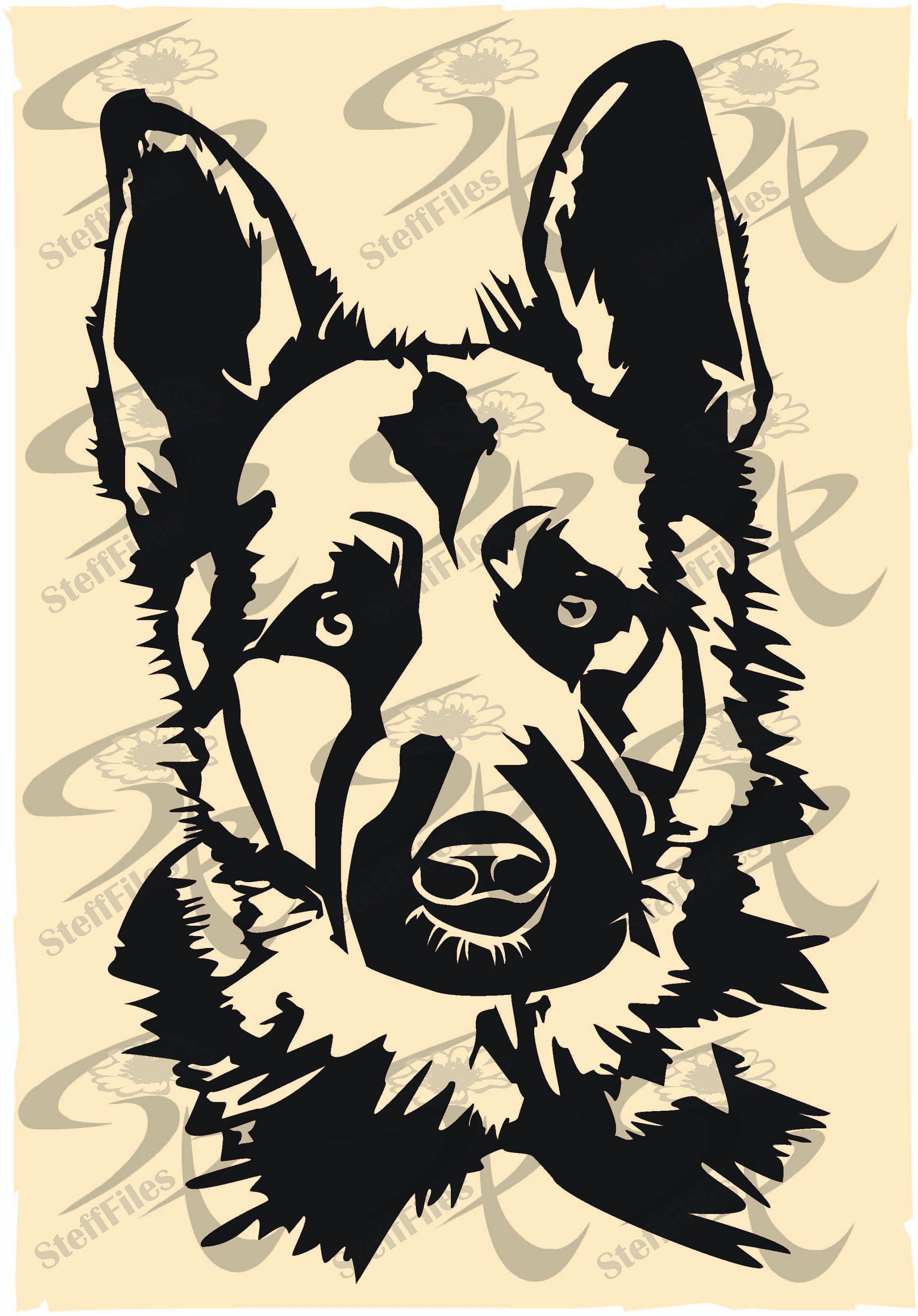 German Shepherd Face Silhouette