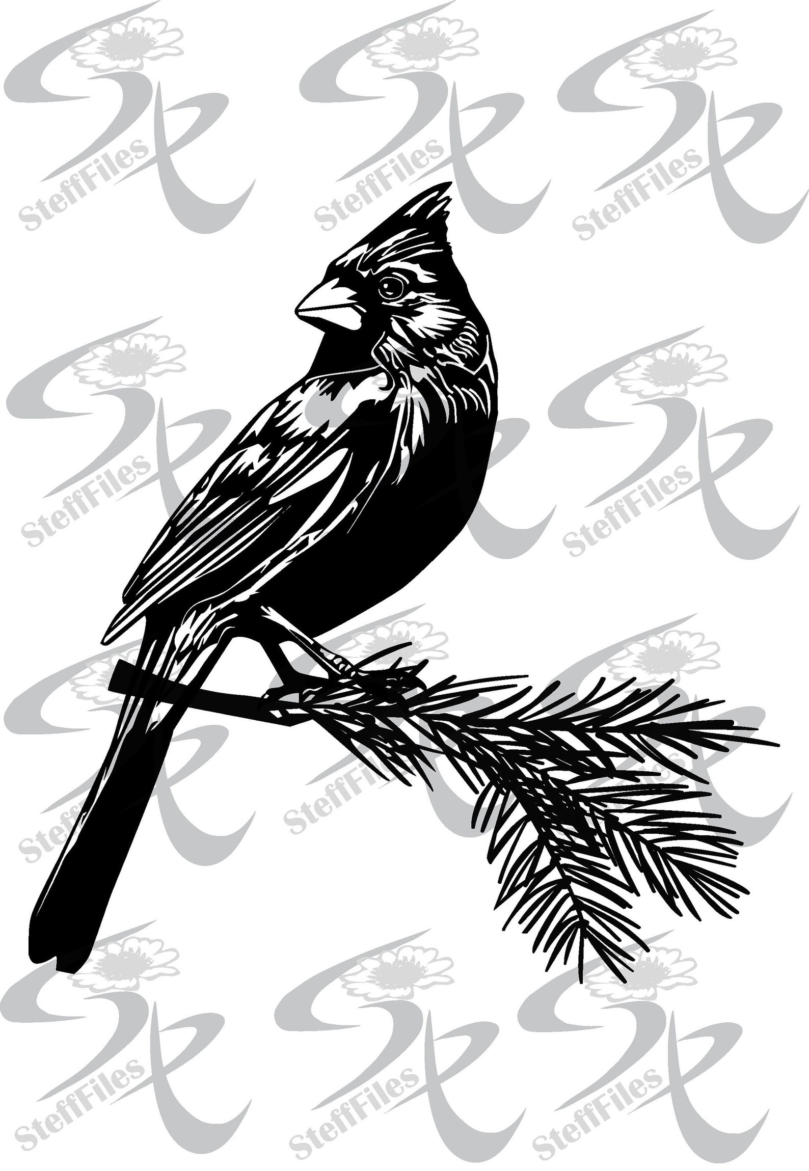 Cardinal Bird svg Cardinal on Branch Christmas treeSVGDXF | Etsy