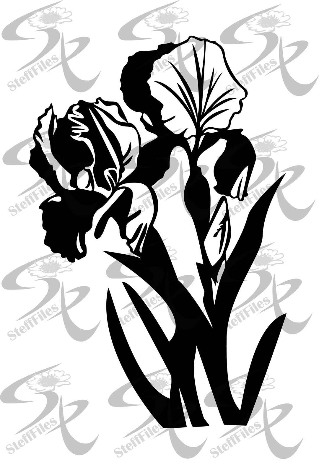 IRIS FLOWERS SVG Dxf, Silhouette, Elite Decoration, Clipart, Download ...