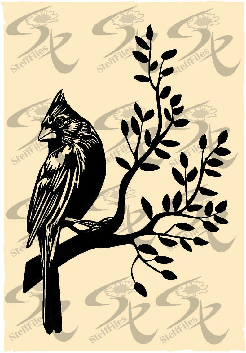 Cardinal Bird Svg Cardinal on Branch SVG DXF Ai Png Eps - Etsy