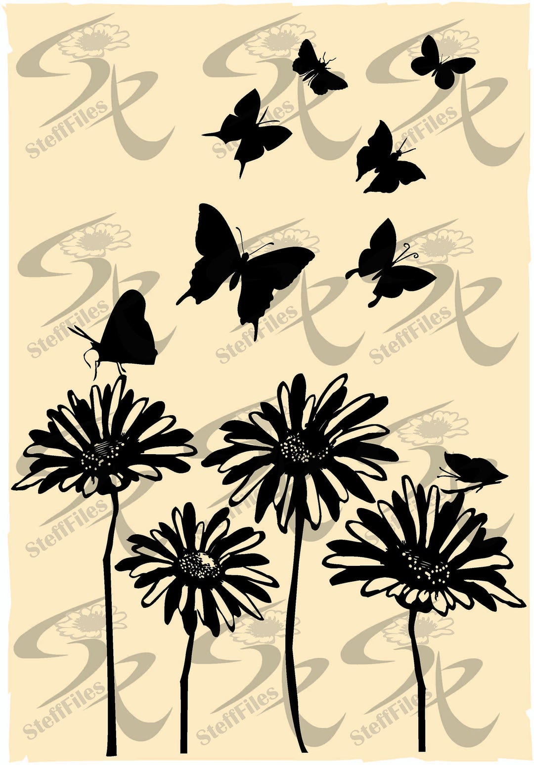 DAISIES BUTTERFLY SVG Daisies Svg Silhouette Graphical - Etsy