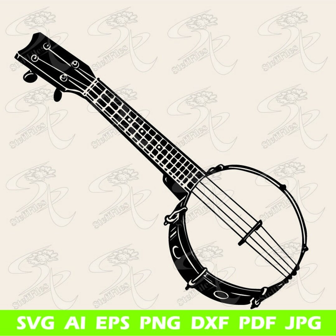 BANJO MUSICAL INSTRUMENT, Art Print, Clipart, Svg, Dxf, Ai, Png, Eps ...