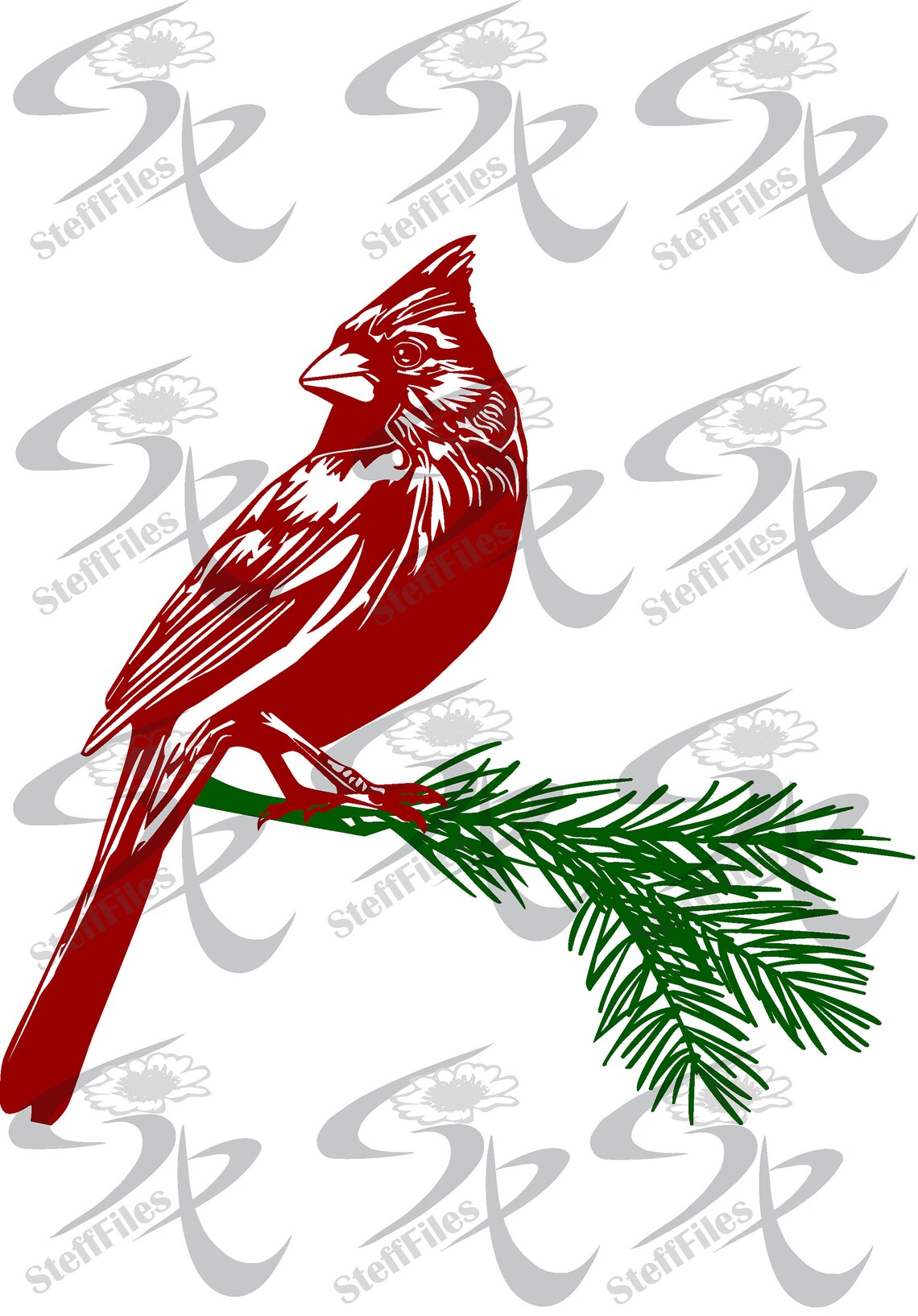 Cardinal Bird Svg 2 Colors Cardinal on Branch Christmas - Etsy