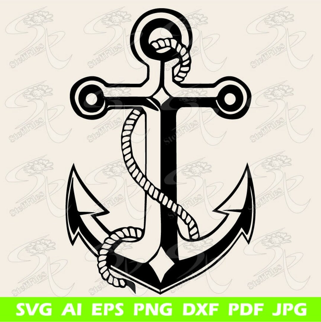 ANCHOR Whit ROPE SVG, Dxf, Ai, Png, Eps, Jpg Download, Silhouette ...