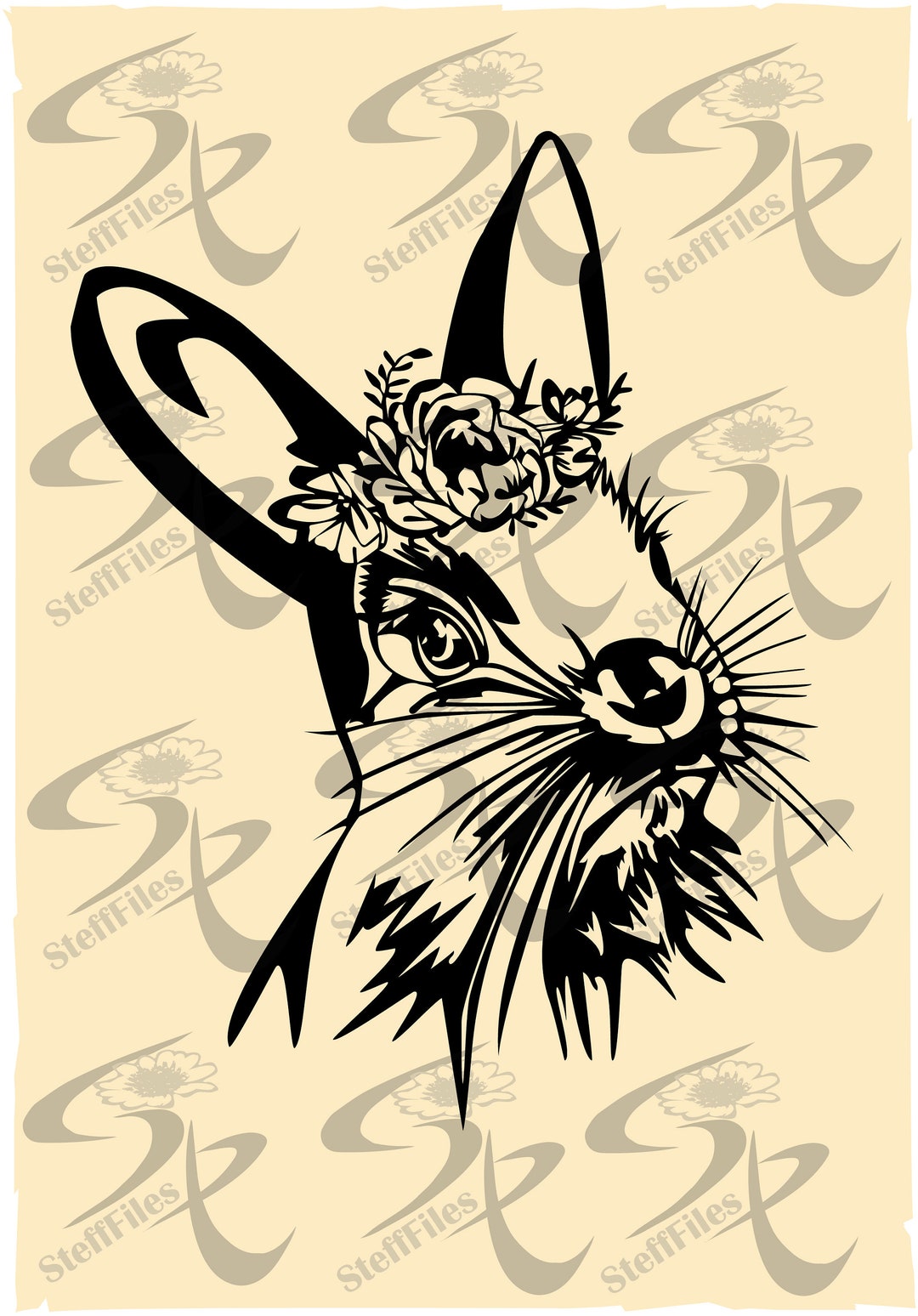 Rabbit SVG, Bunny With Spring Flowers Svg Files for Cricut, Easter ...