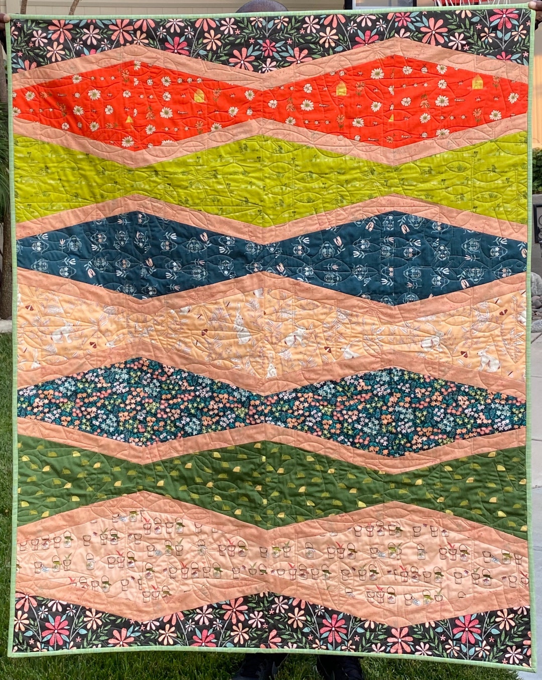 Garden Time Quilt Kit - Quilt Top, Binding and the Beachcomber Pattern ...