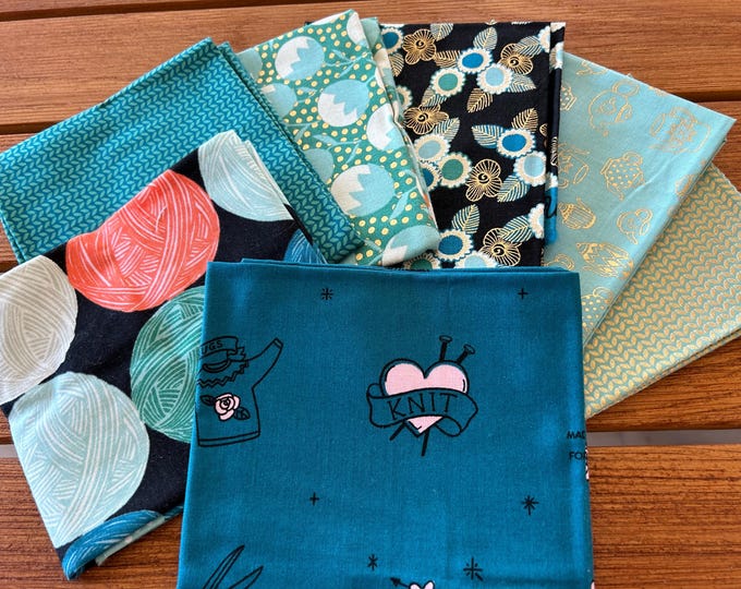 Last Bundle - Purl Mini Fat Quarter Bundle (7 Prints Black Blue ...