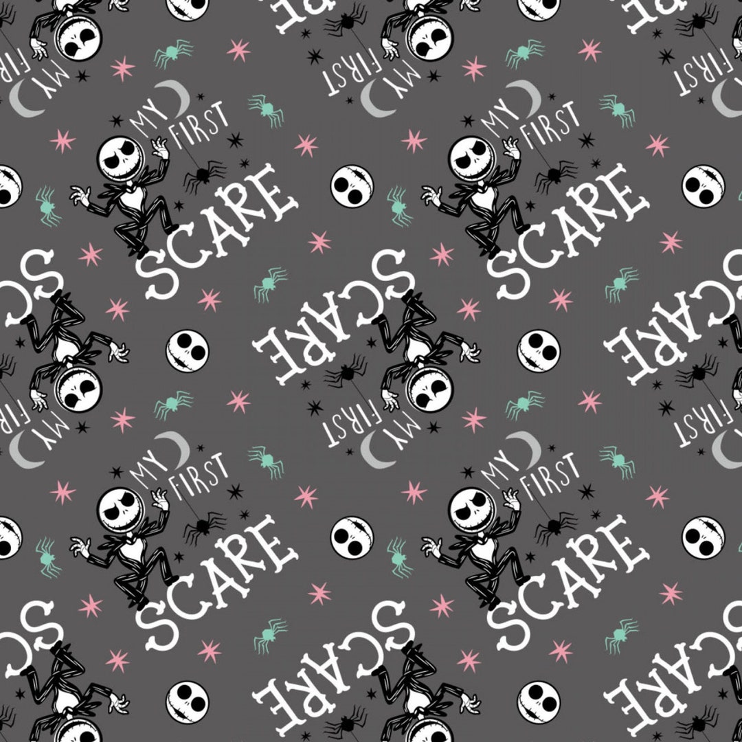 Disney Nightmare Before Christmas Fabric, Jack Skellington on Gray ...