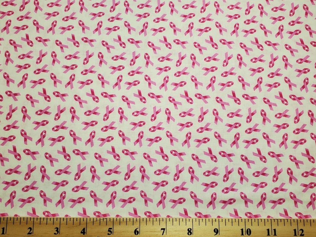Elizabeth's Studio Pink Ribbon Fabric, Pink and White Fabric, Breast ...
