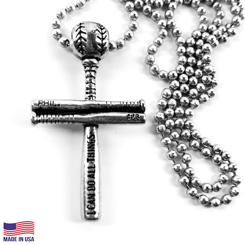 Baseball Bat and Ball Small Cross Necklace Pewter clball - Etsy