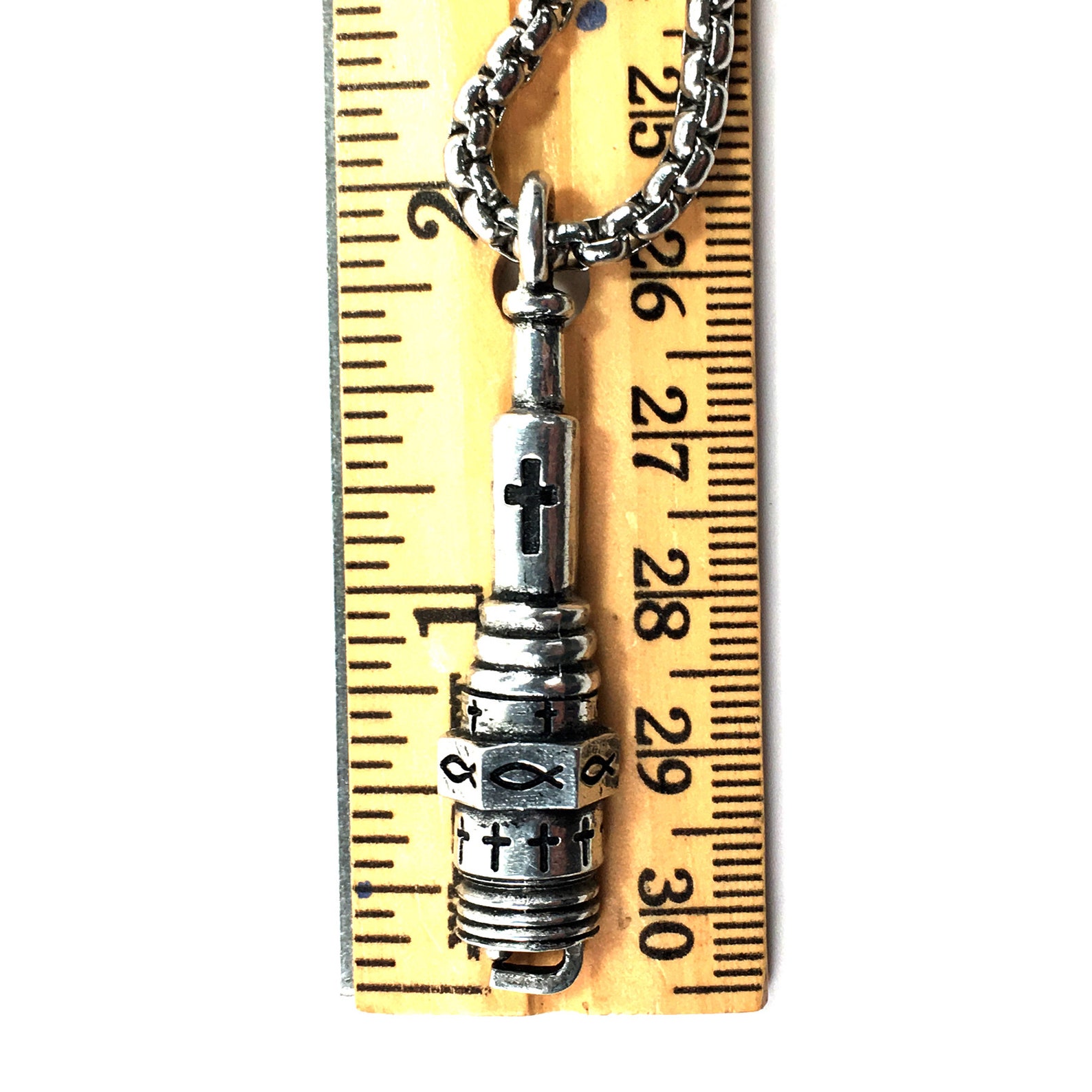 Spark Plug Silver on Heavy Box Chain plghvchain | Etsy