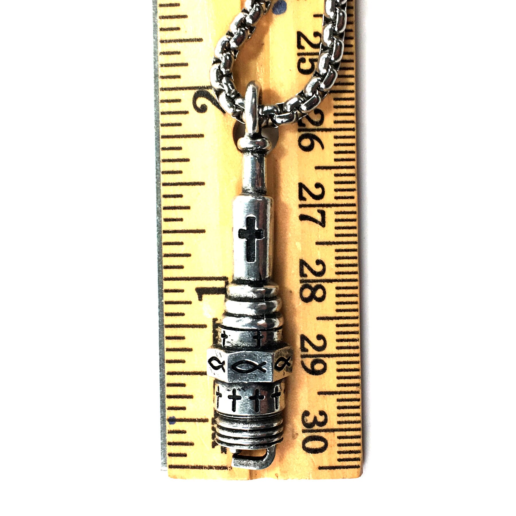 Spark Plug Silver on Heavy Box Chain plghvchain | Etsy