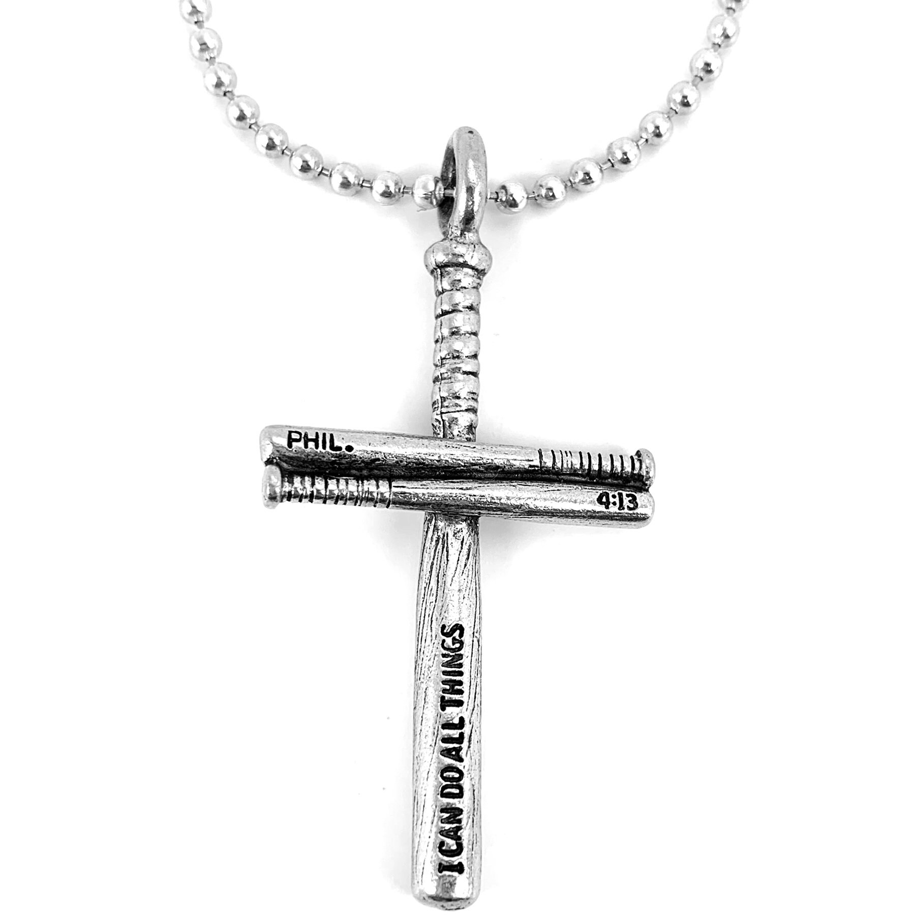 Baseball Bat Cross Necklace Pewter (scbb) Philippians 4:13 I Can Do All ...