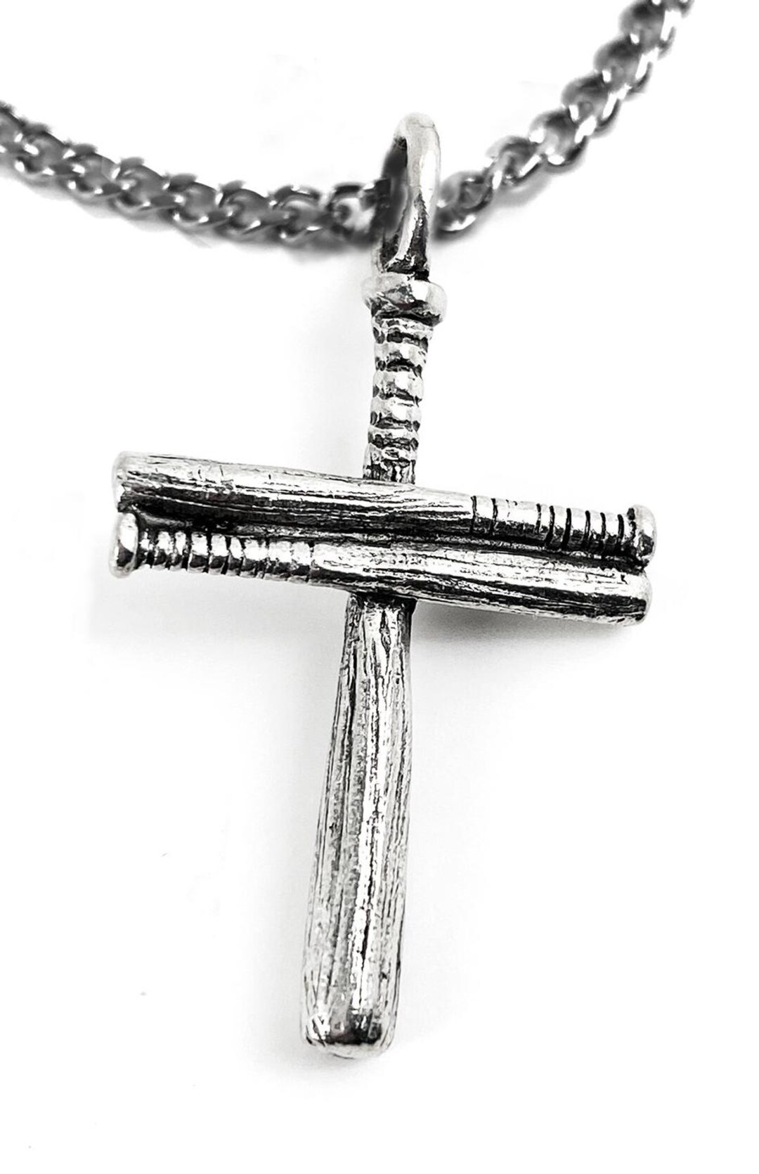Baseball Bat Small Cross Necklace on Stainless Steel Chain (cldchain ...