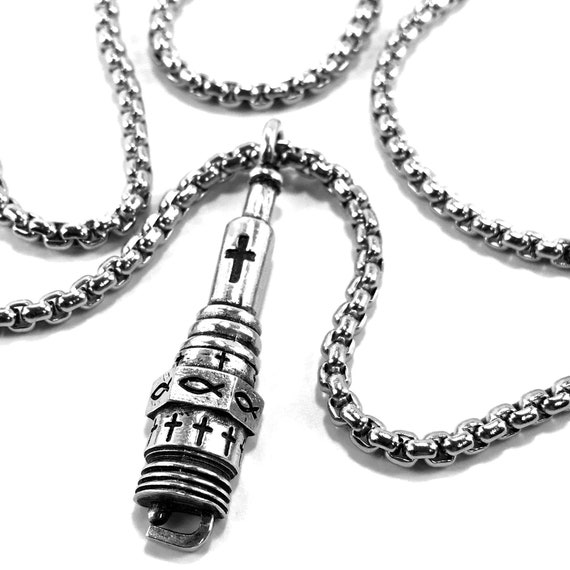Spark Plug Silver on Heavy Box Chain plghvchain | Etsy