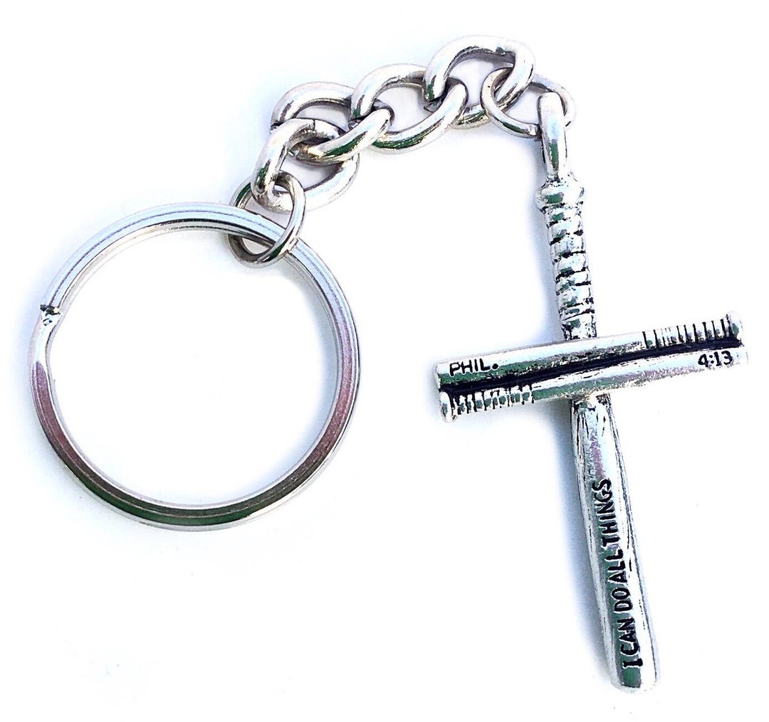 Baseball Bat Cross Keychain, Philippians 4:13, Pewter Religious Gift - Etsy