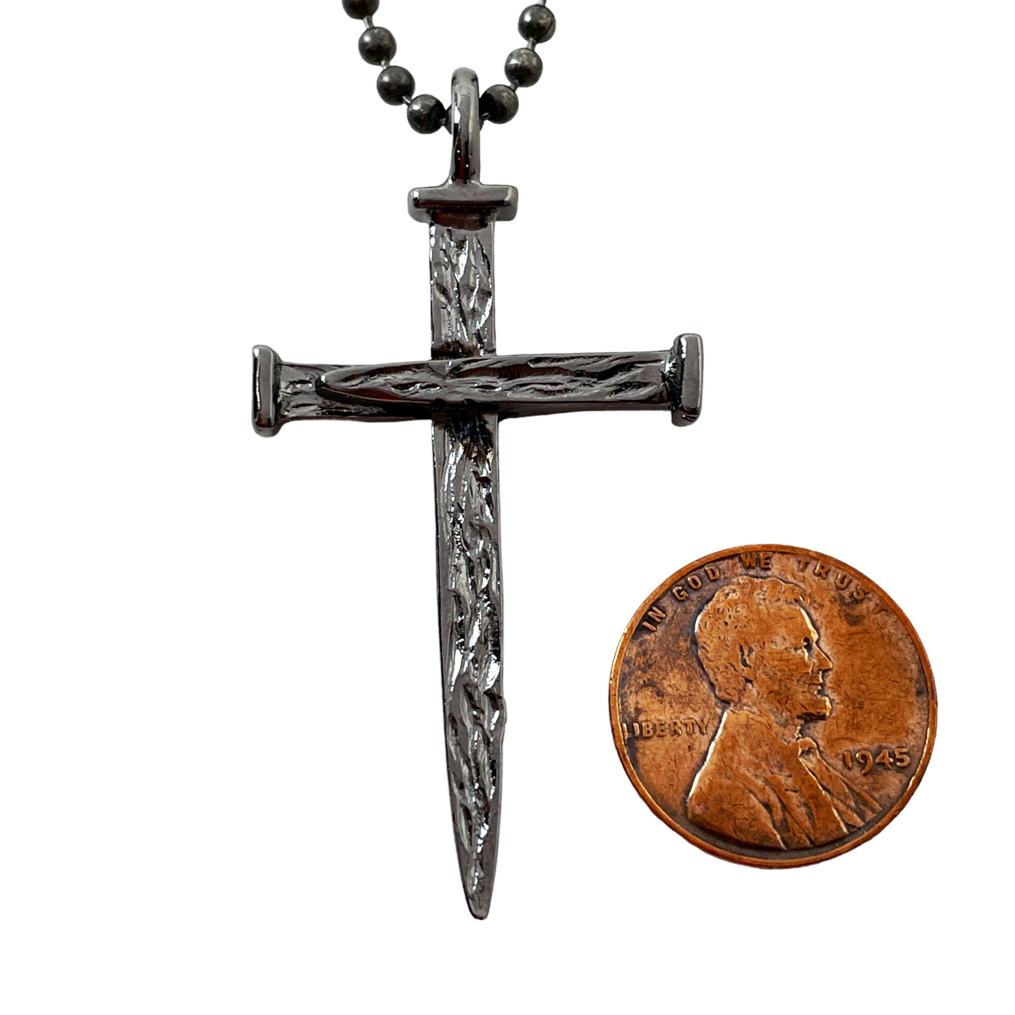 Nail Cross Large (lgc10gm-dbc) Dark Metal Finish Pendant Dark Ball ...
