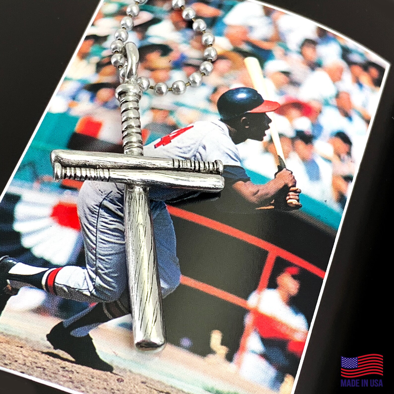 Baseball Bat Cross on Ball Chain Necklace Antique Pewter - Etsy