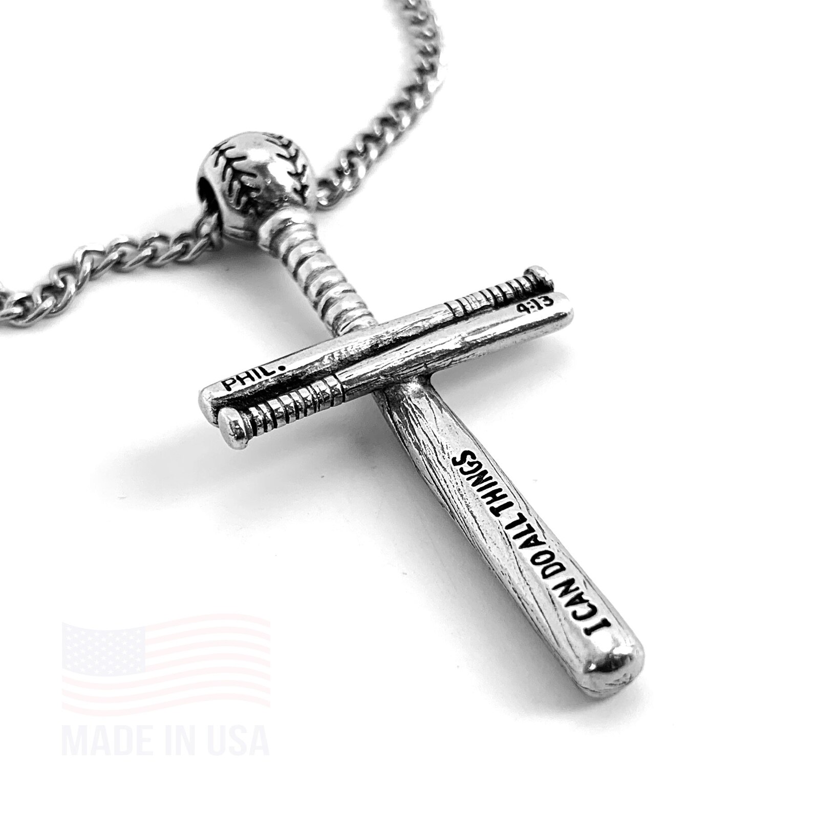 Baseball Bat and Ball Cross Chain Necklace Pewter scbballch - Etsy