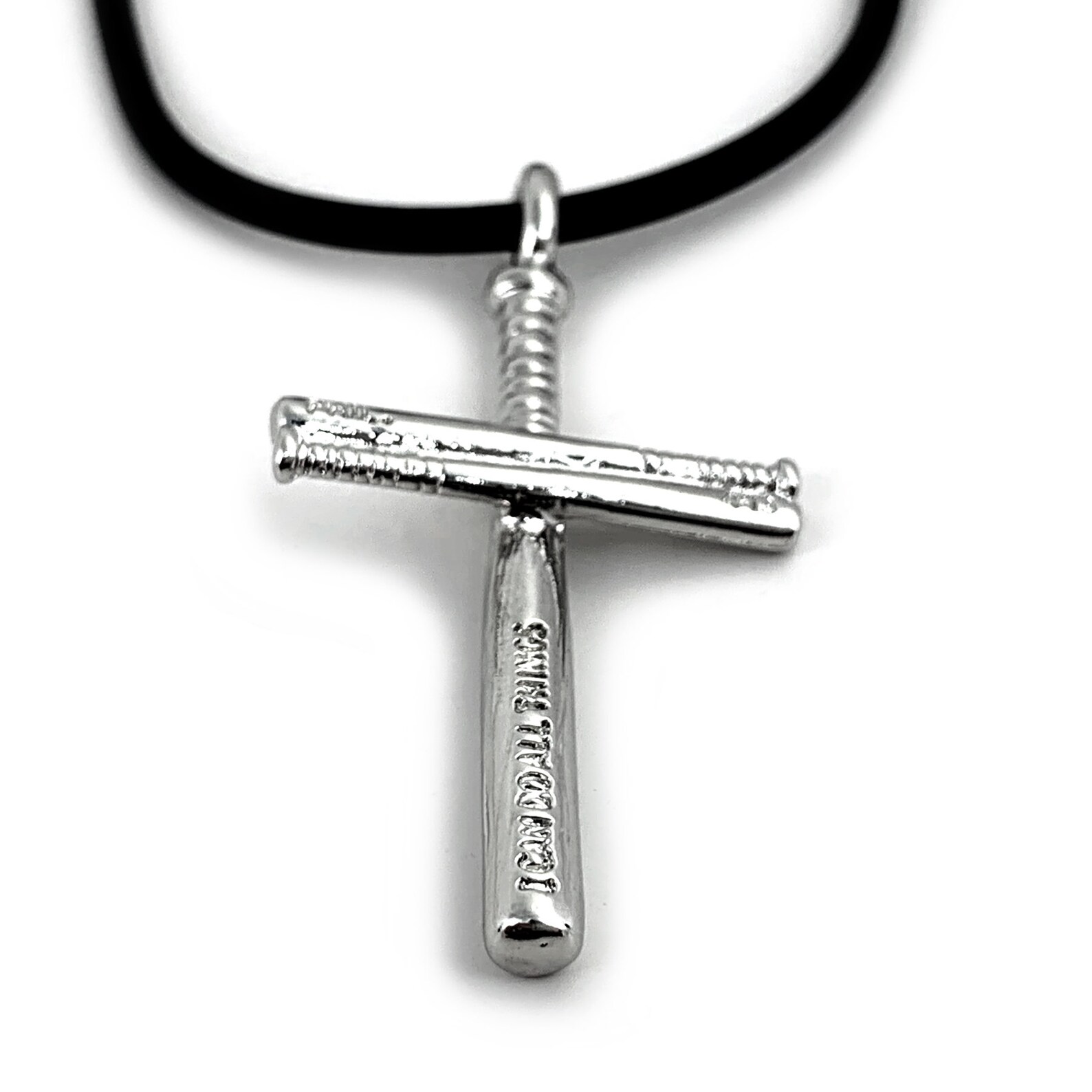 Baseball Bat Cross Necklace Gun Metal (scbbfinishs) Philippians 4:13 I ...