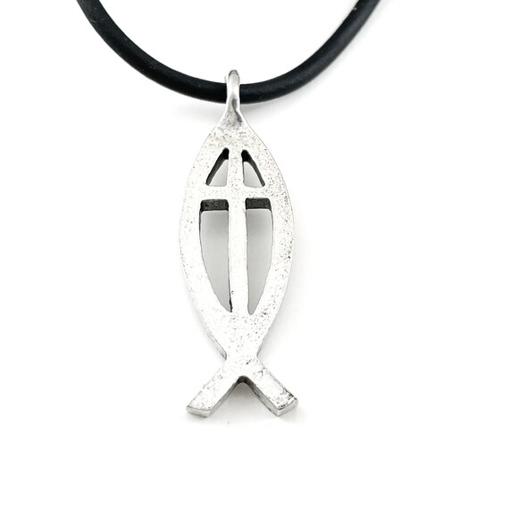Jesus Ichthus Fish Cross b7 Finishes Necklace Large Fish - Etsy