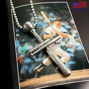 Baseball Bat and Ball Cross on Ball Chain Necklace (batd) Antique ...