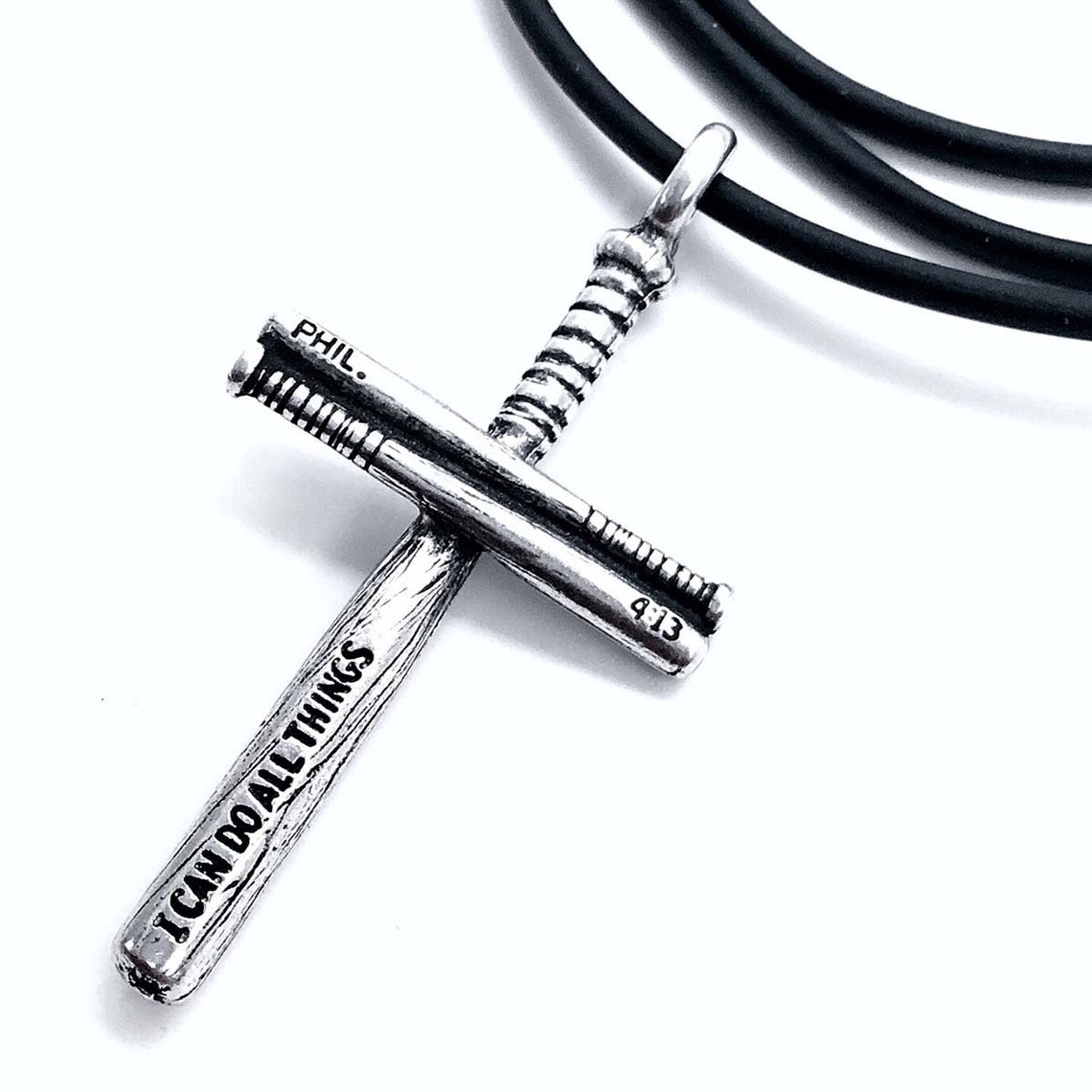 Baseball Bat Cross Necklace Gun Metal scbbfinishs - Etsy