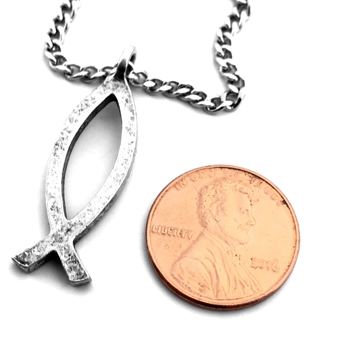 Jesus Ichthus Fish Necklace on Curb Chain b6chain | Etsy