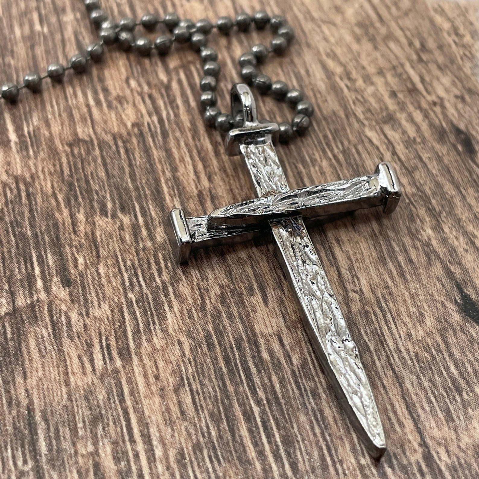 Nail Cross Large (lgc10gm-dbc) Dark Metal Finish Pendant Dark Ball ...