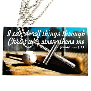 Baseball Bat Cross Necklace Pewter (scbb) Philippians 4:13 I Can Do All ...