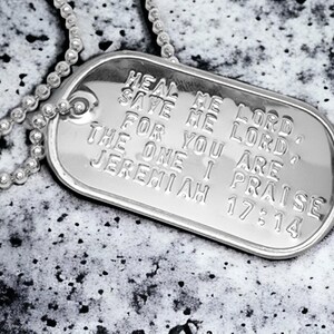 Dog Tag Necklace Jeremiah 17:14 (military Size) on Ball Chain (dcj1714 ...