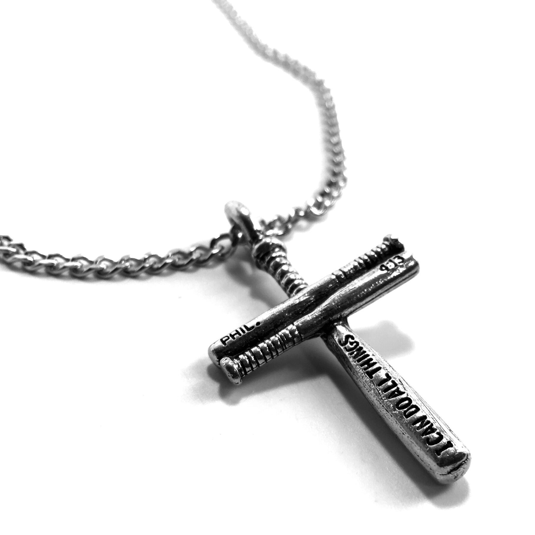 Small Baseball Bat Cross Necklace Pewter on 14-30 Inch Chain - Etsy