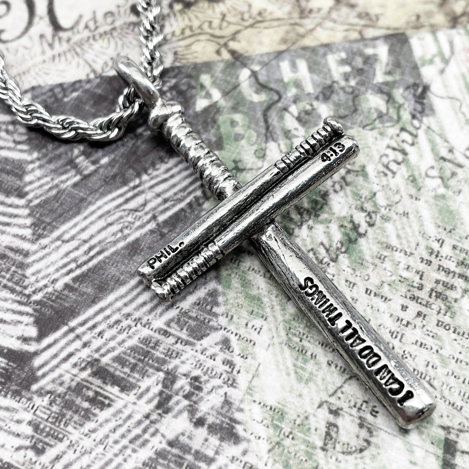 Baseball Bat Necklace Pewter on Chain scbbchains - Etsy