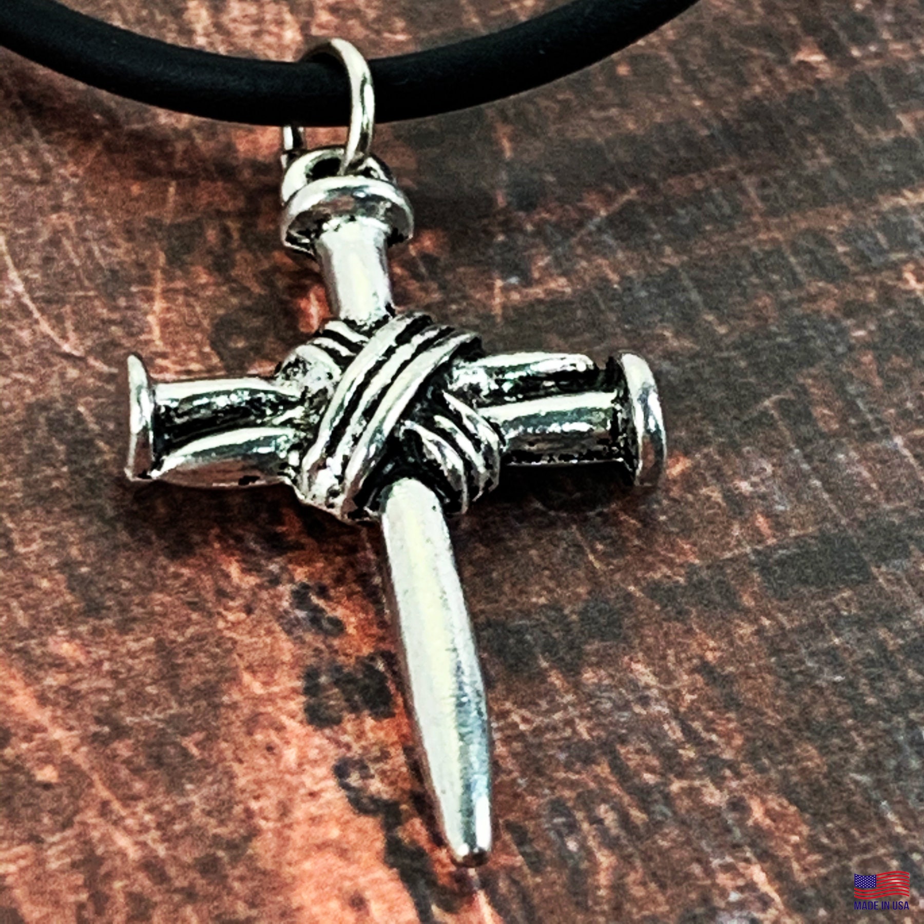 Wire Wrapped Nail Cross bf6rub in Antique Silver Finish | Etsy