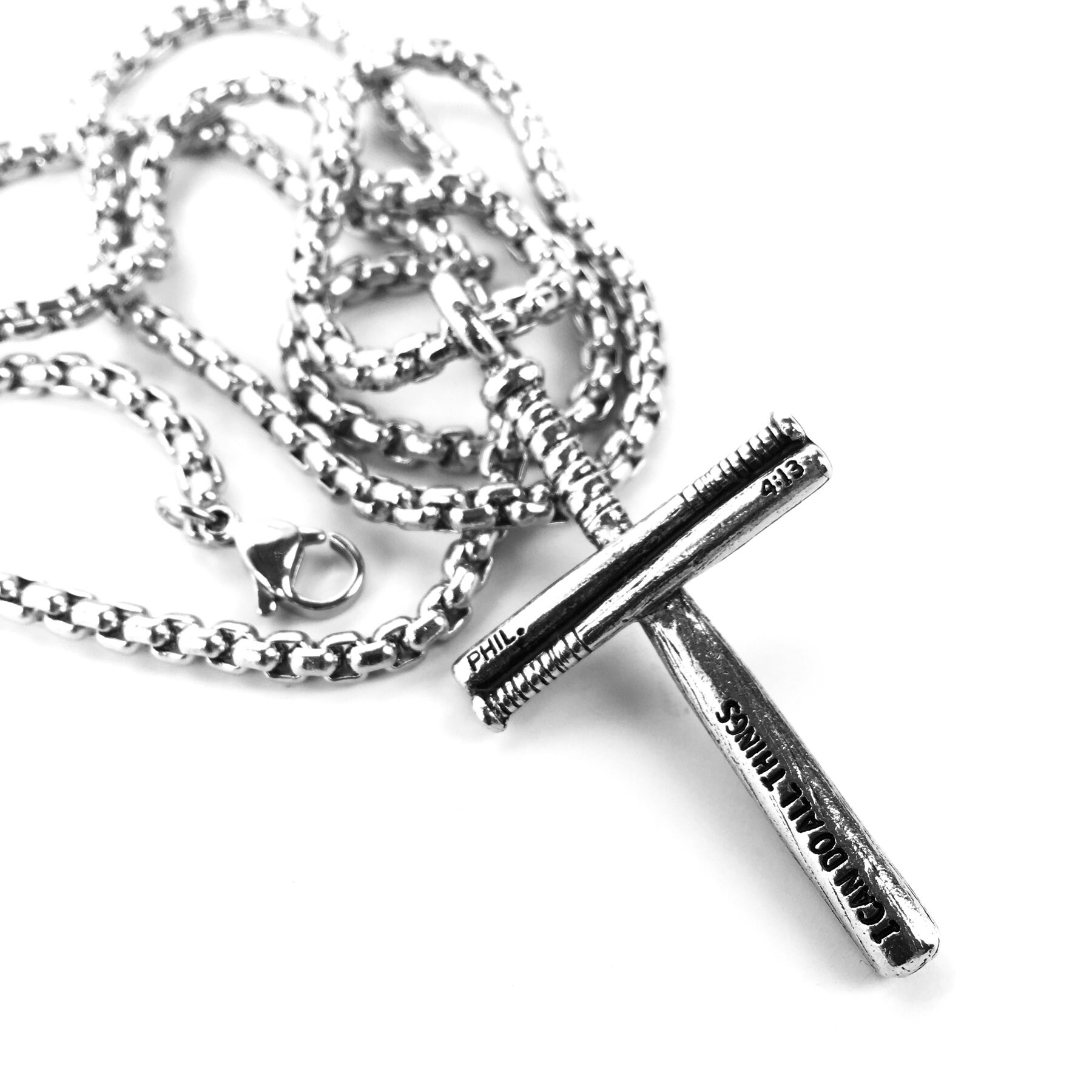 Baseball Bat Necklace Pewter on Chain scbbchains | Etsy