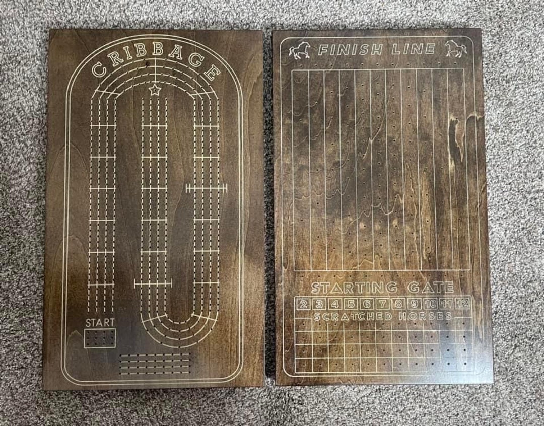 Double Sided 4 Track Cribbage & Horse Racing Wooden Board Game - Etsy