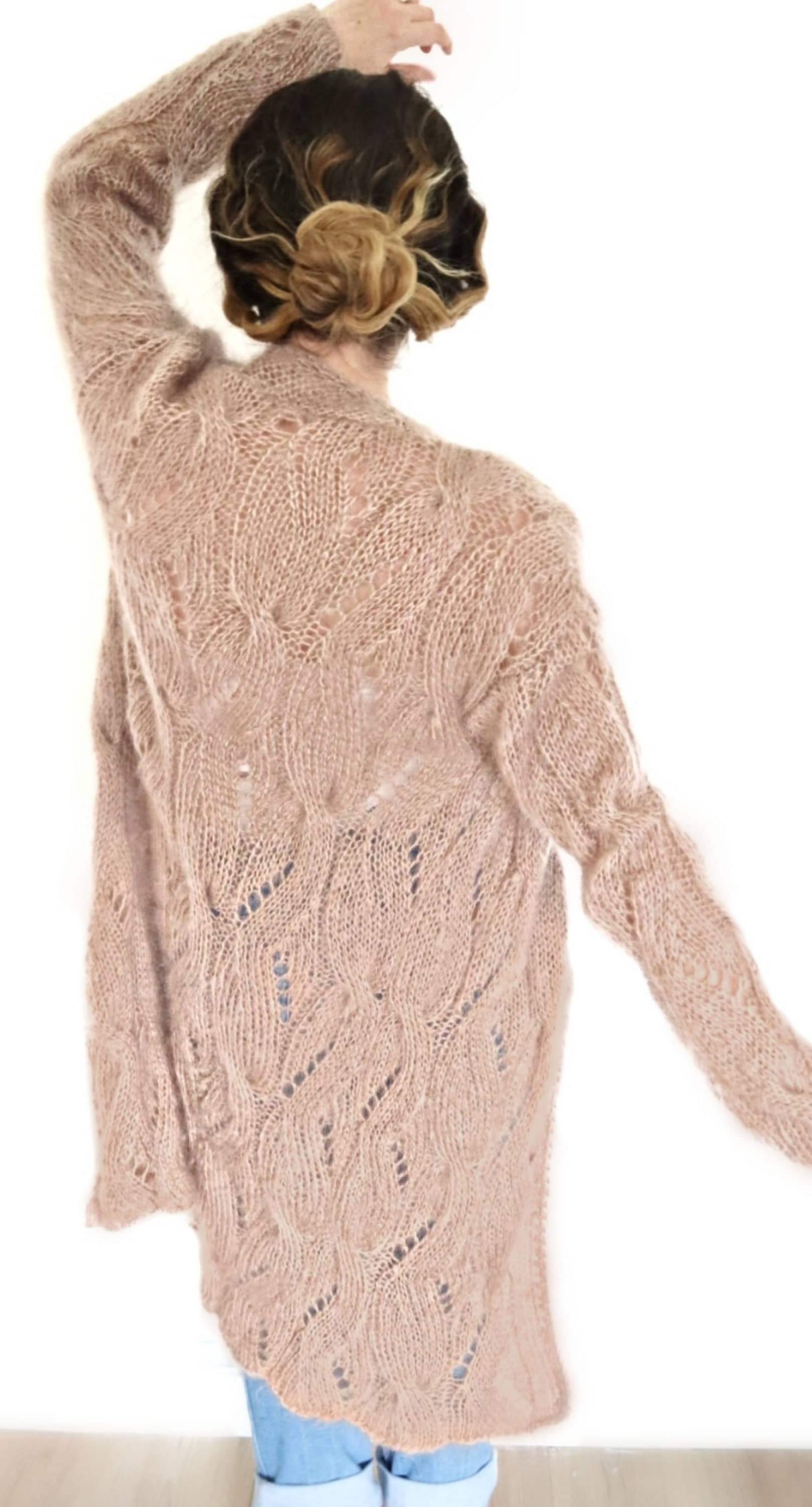 Mohair Knit Cardigan, Loose Knit Cardigan for Women, Oversized Cardigan ...