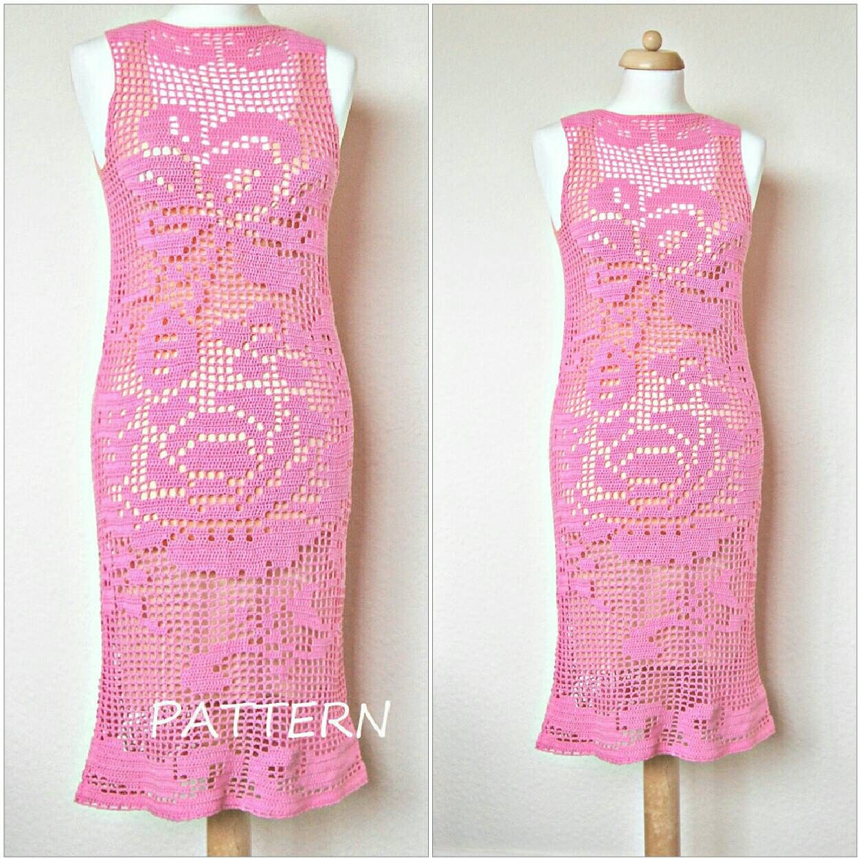 CROCHET Dress PATTERN Fillet Crochet Dress Tutorial Instant - Etsy UK