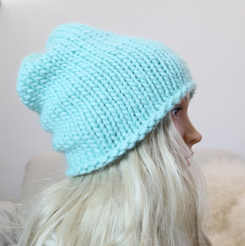 Slouch Beanie Hat, Wool Knit Toque, Baggy Winter Merino Cap, Slouchy ...