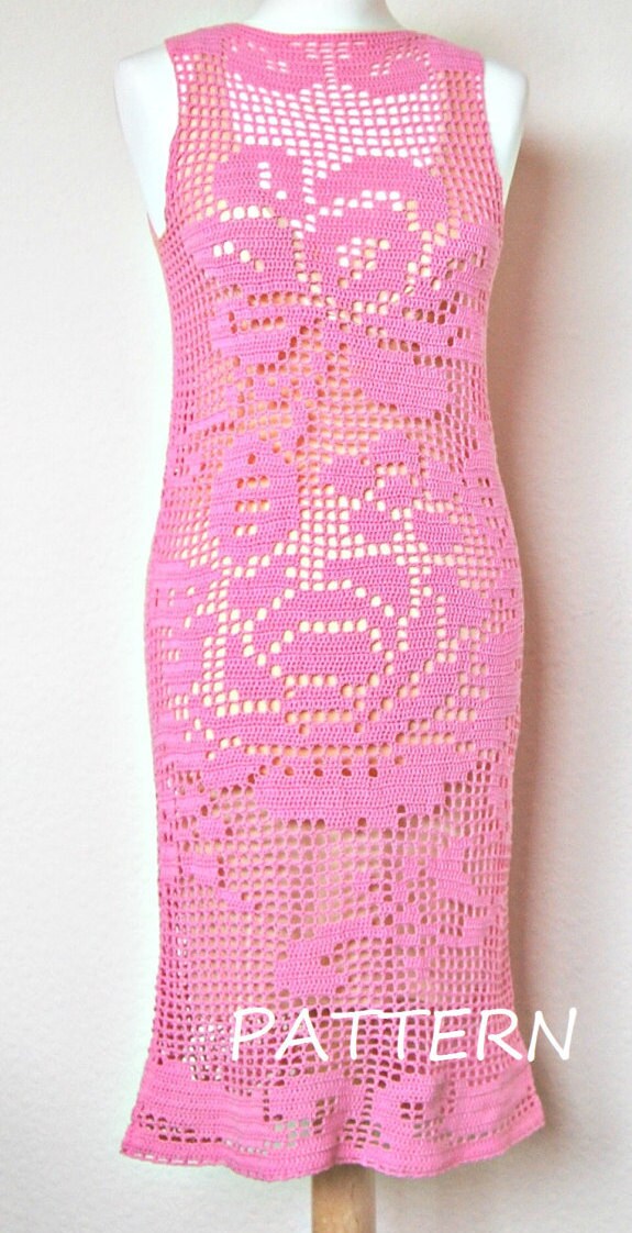 CROCHET Dress PATTERN, Fillet Crochet Dress Tutorial, Instant PDF ...