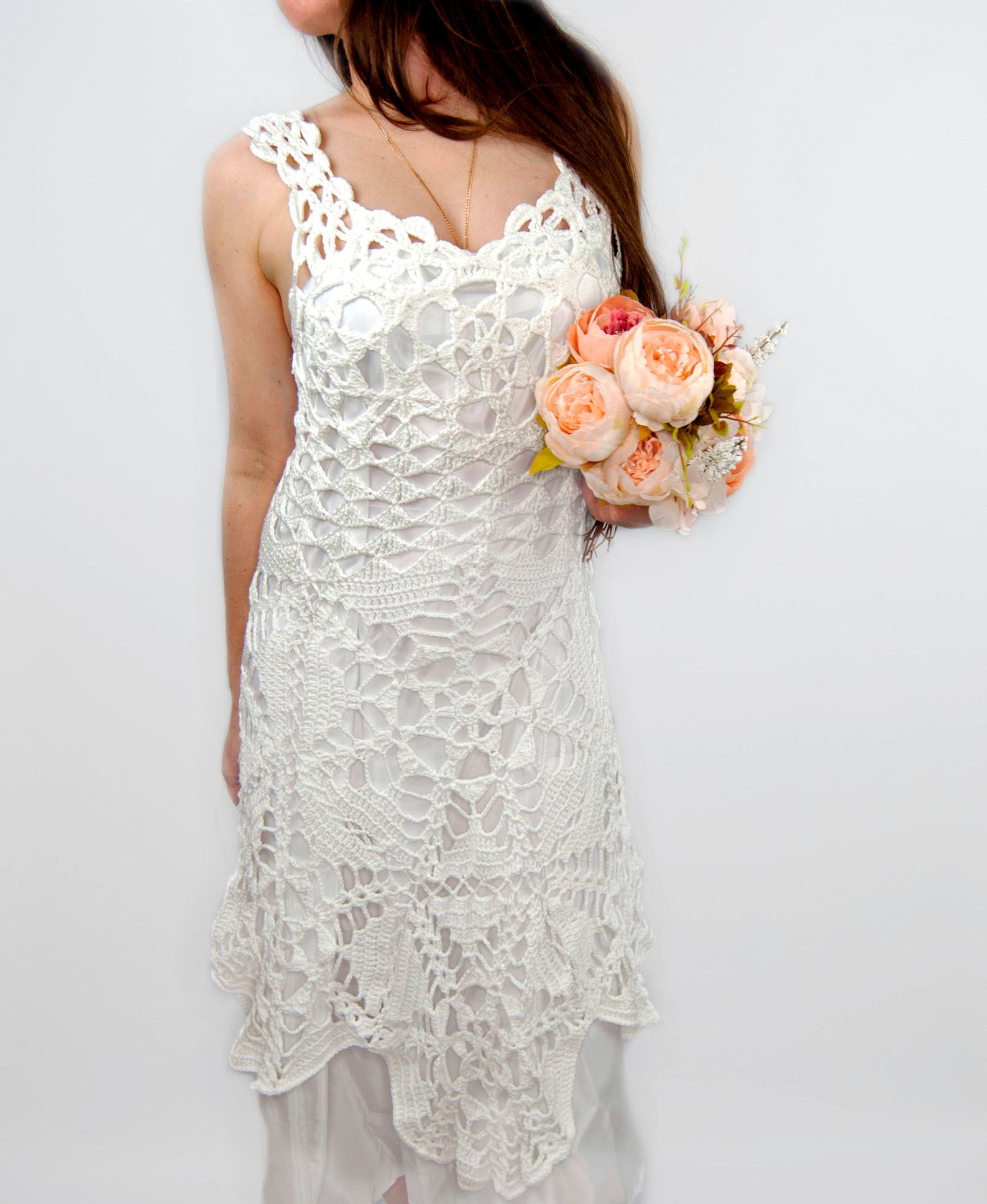 Beach Wedding Dress, Boho Crochet Dress, Crochet Bohemian Gown, Lace ...