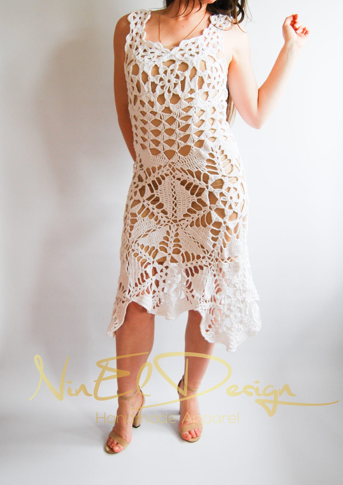 Beach Wedding Dress, Boho Crochet Dress, Crochet Bohemian Gown, Lace ...