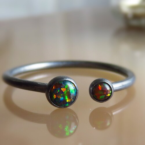 OXIDIZED OPAL RING Opal Stacking Ring Opal Ring Sterling - Etsy