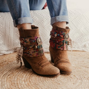 Bohemian Boot Cuffs, Feather Boot Covers, Boot Wraps, Boot Sleeves ...